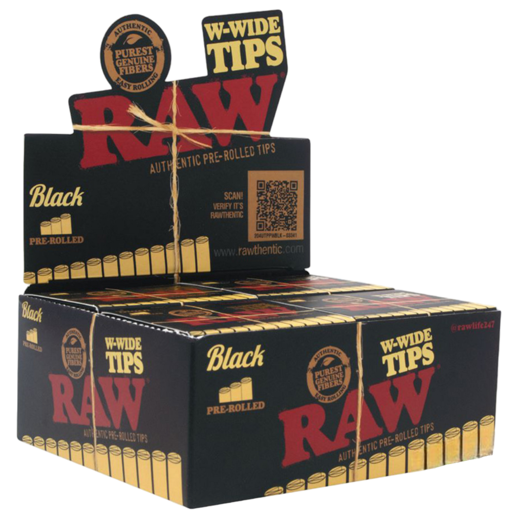 RAW Black Pre Rolled Tips (W-Wide) 20ct Display RAW Black Pre Rolled Tips (W-Wide) 20ct Display